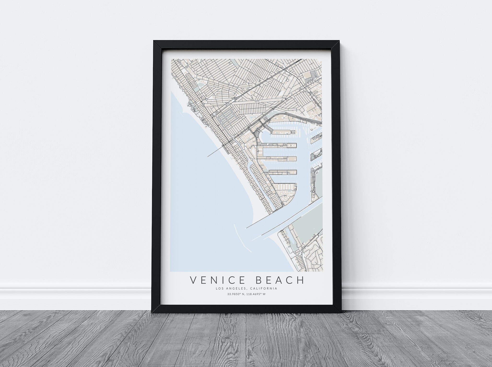 Venice Beach Map Print, Venice Beach California Poster, Los Angeles ...