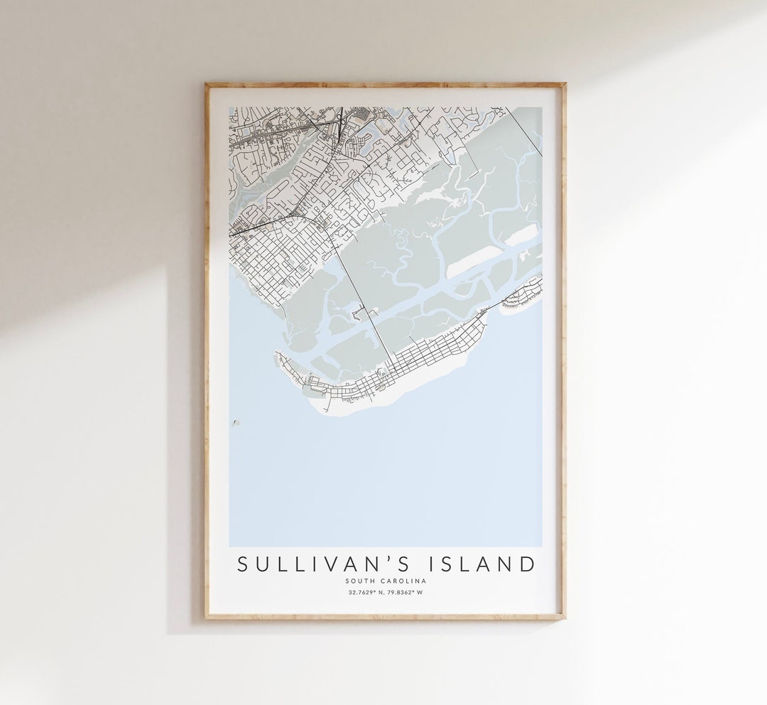 Sullivan's Island South Carolina Map Print, Map of Sullivan's Island ...