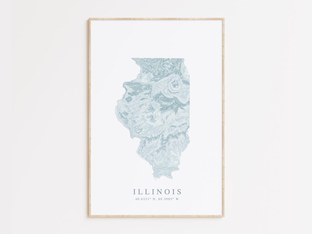 Illinois State Map Print, Illinois Poster, Map of Illinois, Illinois ...
