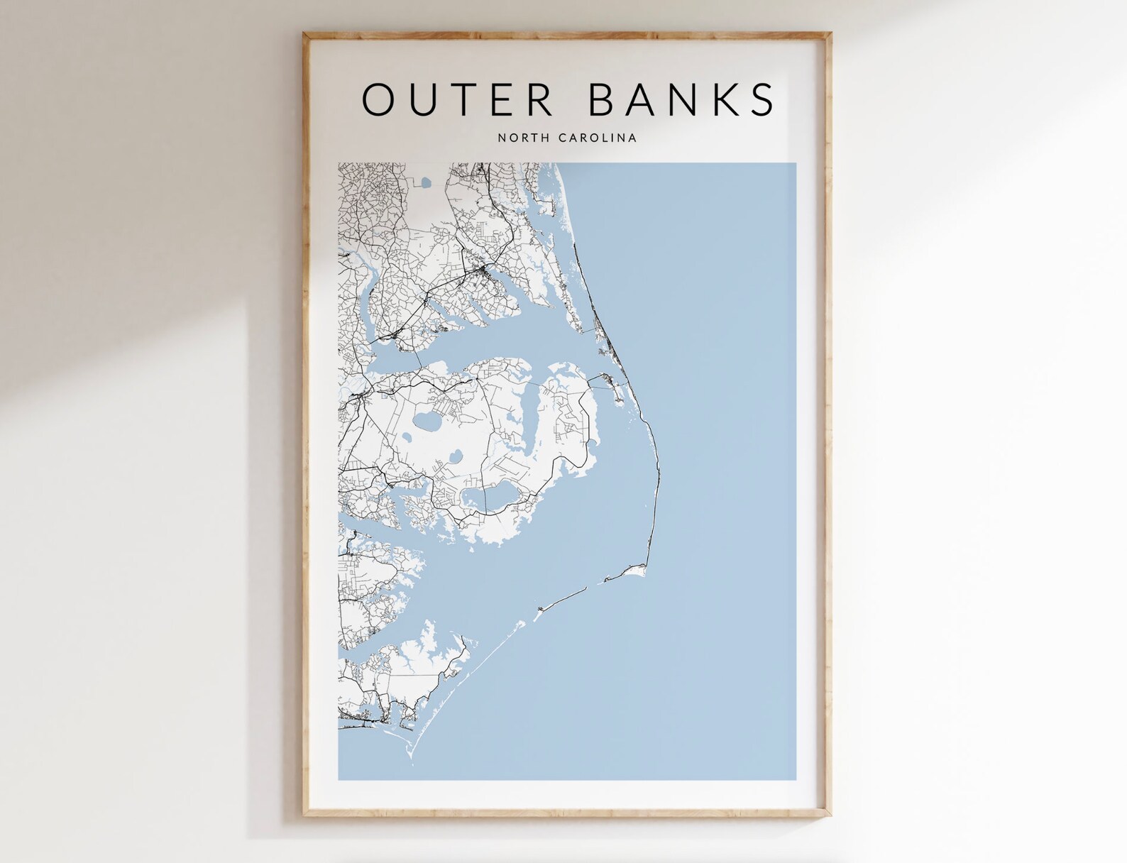 Outer Banks Map Print, North Carolina Map Print, Outer Banks North ...