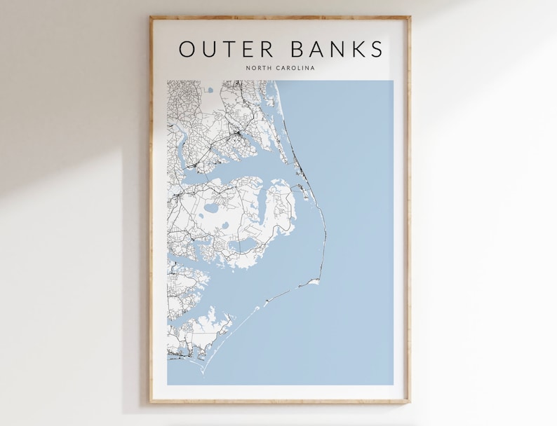Outer Banks Map Print, North Carolina Map Print, Outer Banks North ...