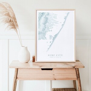 Surf City New Jersey Map Print, Surf City Poster, Long Beach Gift, New ...