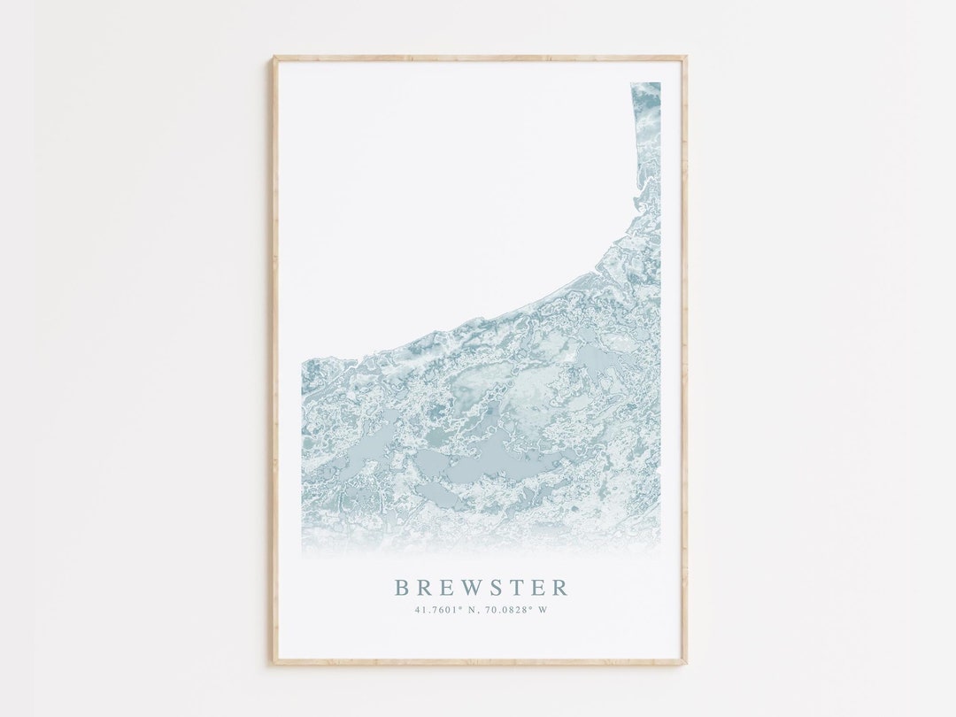 Brewster Map Print, Cape Cod Map Poster, Brewster Gift, Massachusetts ...
