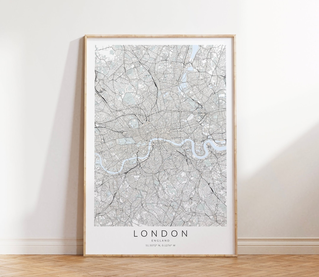 London Map Print, Map of London Poster, London England Street Map ...