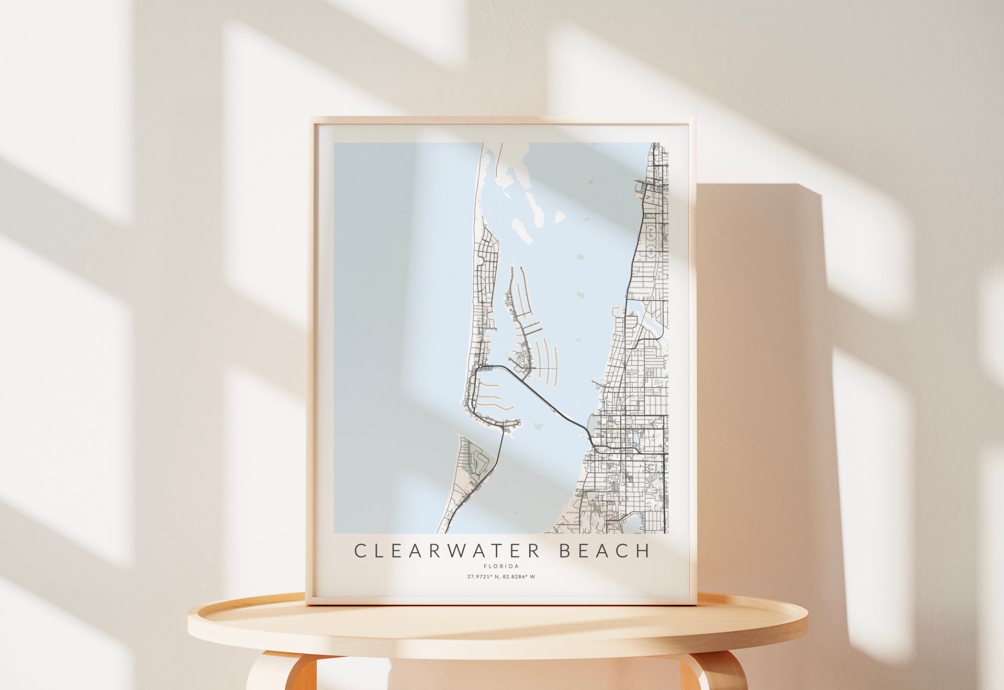 Clearwater Beach Map Print, Clearwater Beach Poster, Florida Art ...