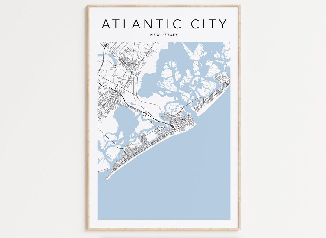 Atlantic City Map Print, New Jersey Map Print, Atlantic City Poster ...