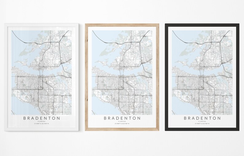 Bradenton Florida Map Print, Map of Bradenton Florida, Bradenton ...