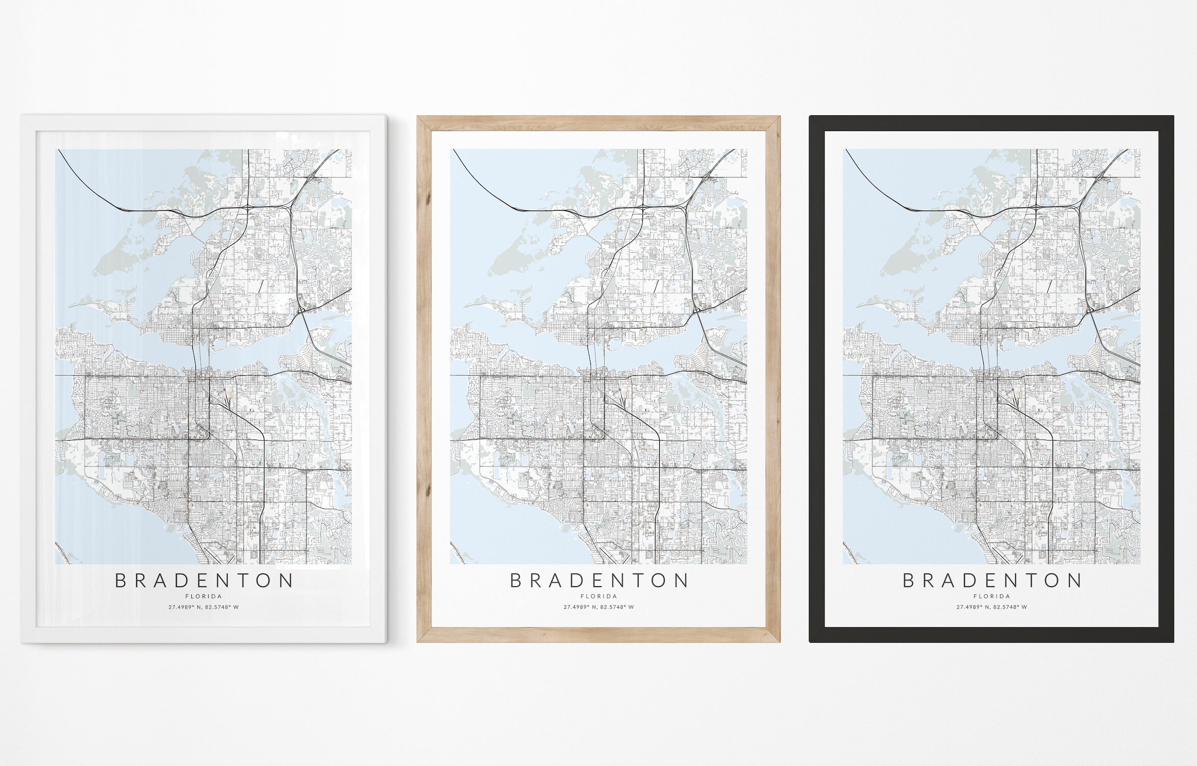 Bradenton Florida Map Print, Map of Bradenton Florida, Bradenton ...