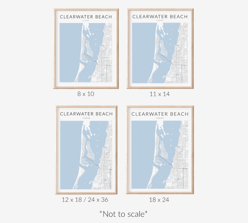 Clearwater Beach Map Print, Clearwater Map Print, Clearwater Beach ...
