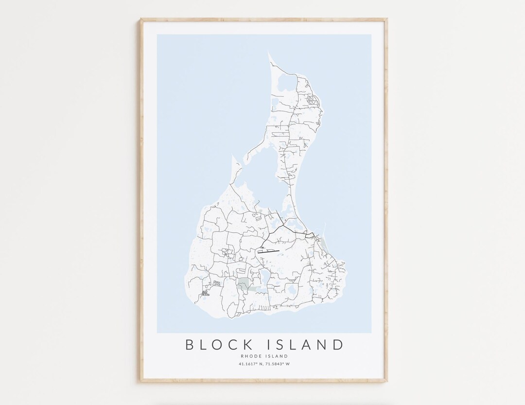Block Island Map Print, Block Island Poster, Rhode Island Wall Art ...