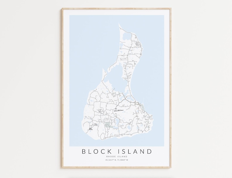 Block Island Map Print Block Island Poster Rhode Island Wall - Etsy