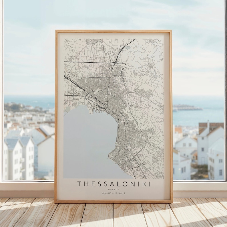 Thessaloniki Greece Map Print, Greece Travel Poster, Thessaloniki Gift ...