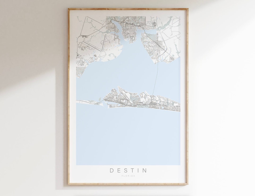 Destin Florida Map Print, Destin Florida Poster, Coastal Floridian ...