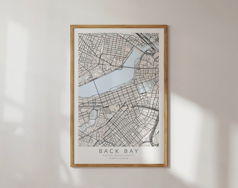 Back Bay Map Print, Back Bay Art, Boston Map Poster, Boston Poster ...
