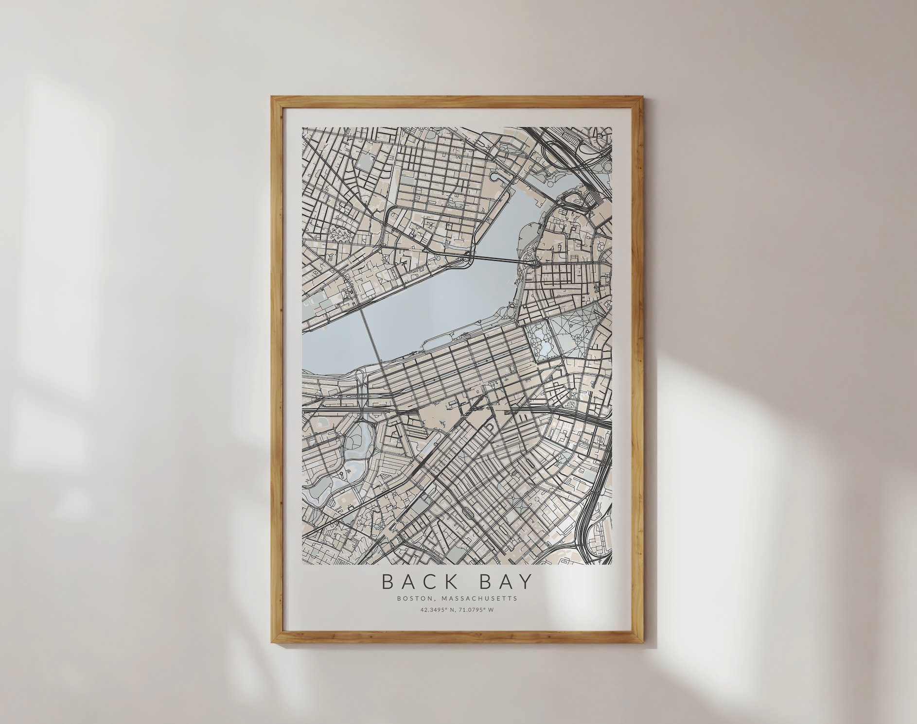 Back Bay Map Print, Back Bay Art, Boston Map Poster, Boston Poster, Back Bay Boston Map ...