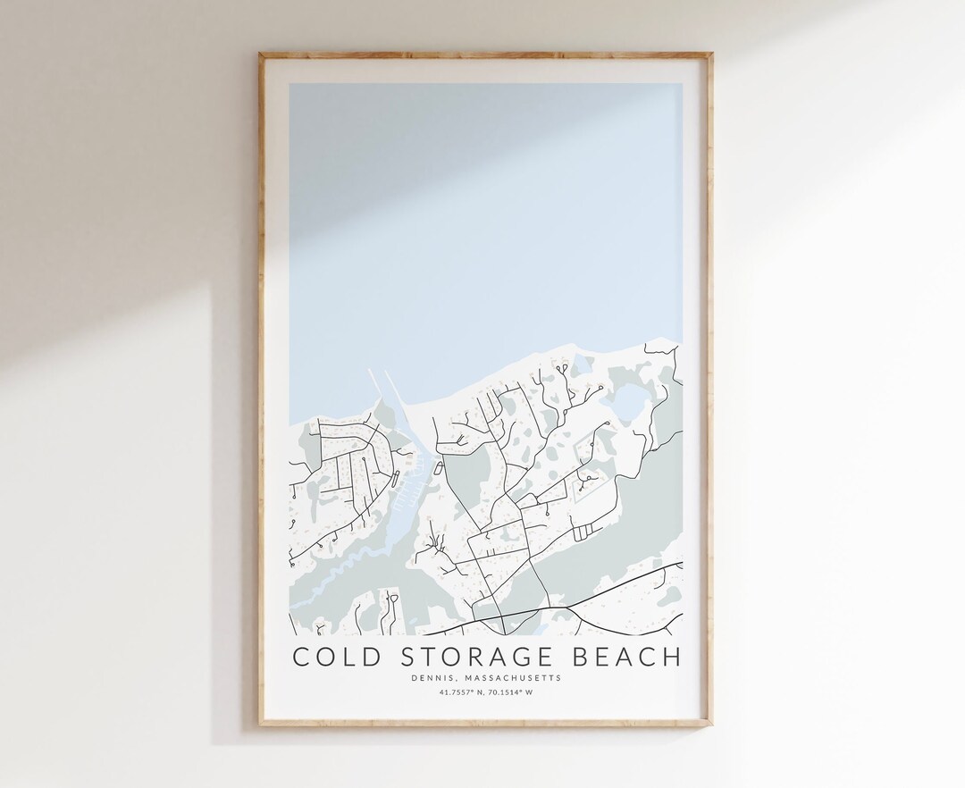 Cold Storage Beach Map Print, Cape Cod Map Print, Dennis Massachusetts ...