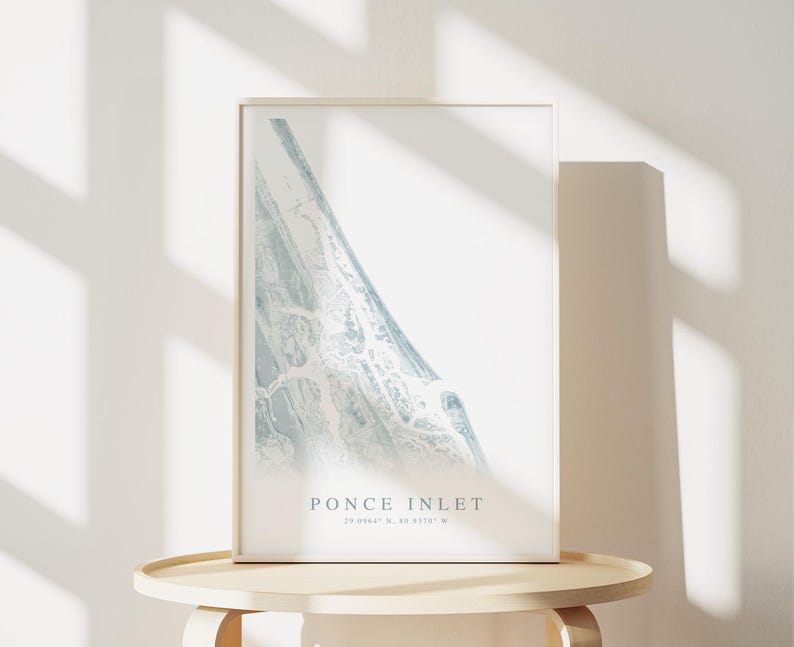 Ponce Inlet Florida Map Print, Map of Ponce Inlet, Florida Beach Home ...