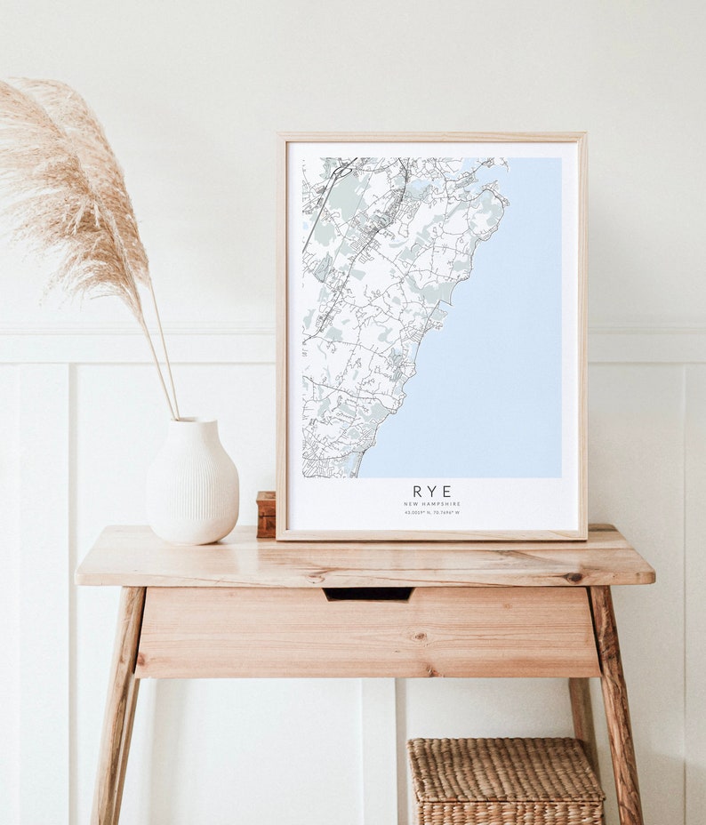 Rye New Hampshire Map Print, Rye NH Poster, Map of Rye, Rye Wall Art ...