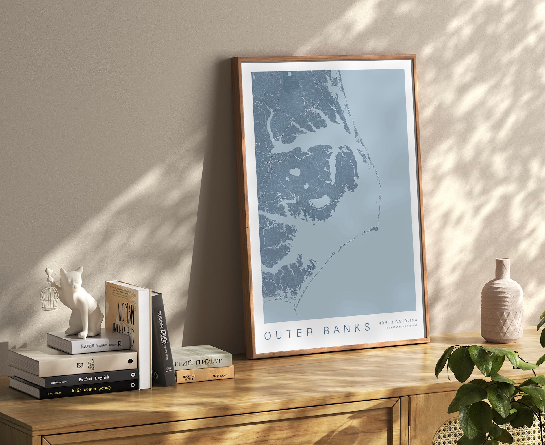 Outer Banks Map Poster Outer Banks Print North Carolina Map - Etsy