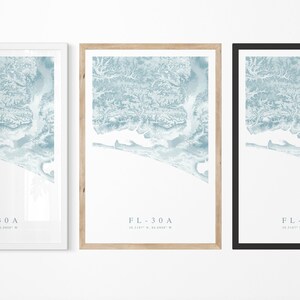 Highway 30A Map Print, 30A Wall Art, Florida 30A Poster, Miramar Beach ...