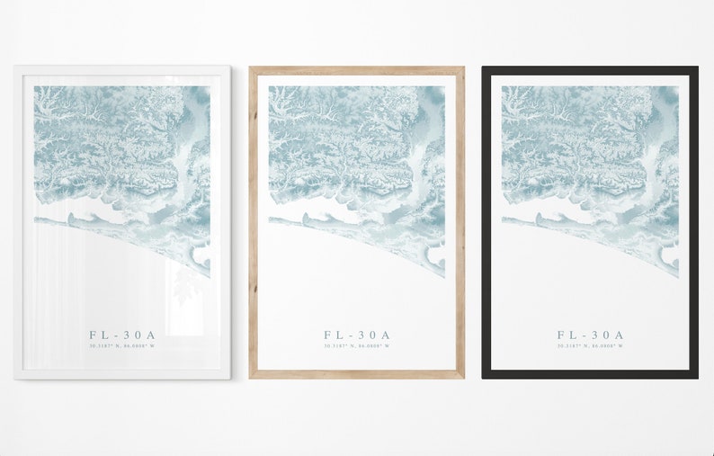 Highway 30A Map Print, 30A Wall Art, Florida 30A Poster, Miramar Beach ...
