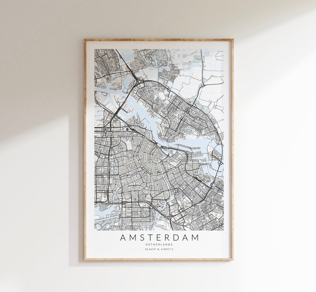Amsterdam Map Print, Amsterdam Poster, Amsterdam City Map, Netherlands ...