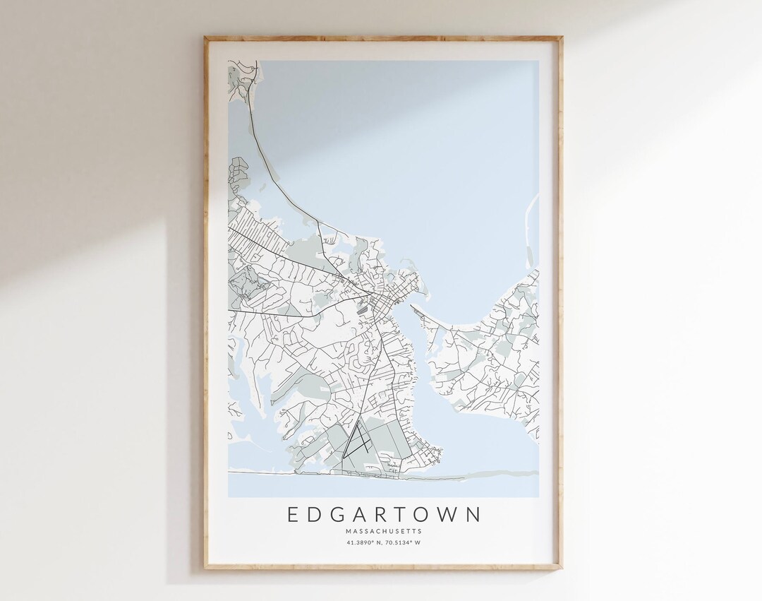 Edgartown Massachusetts Map Print, Martha's Vineyard Map Print ...