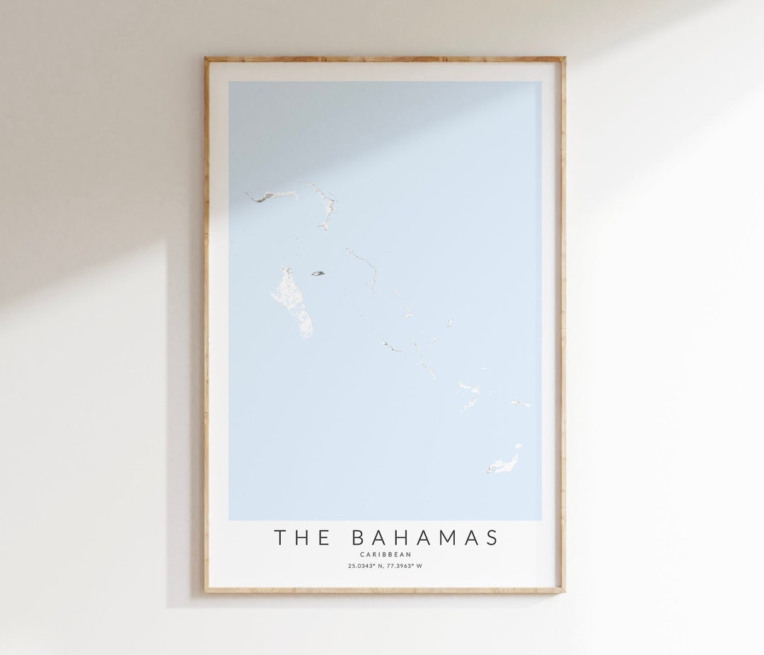 Bahamas Map Print, Bahamas Map Poster, Caribbean Decor, Map of the ...