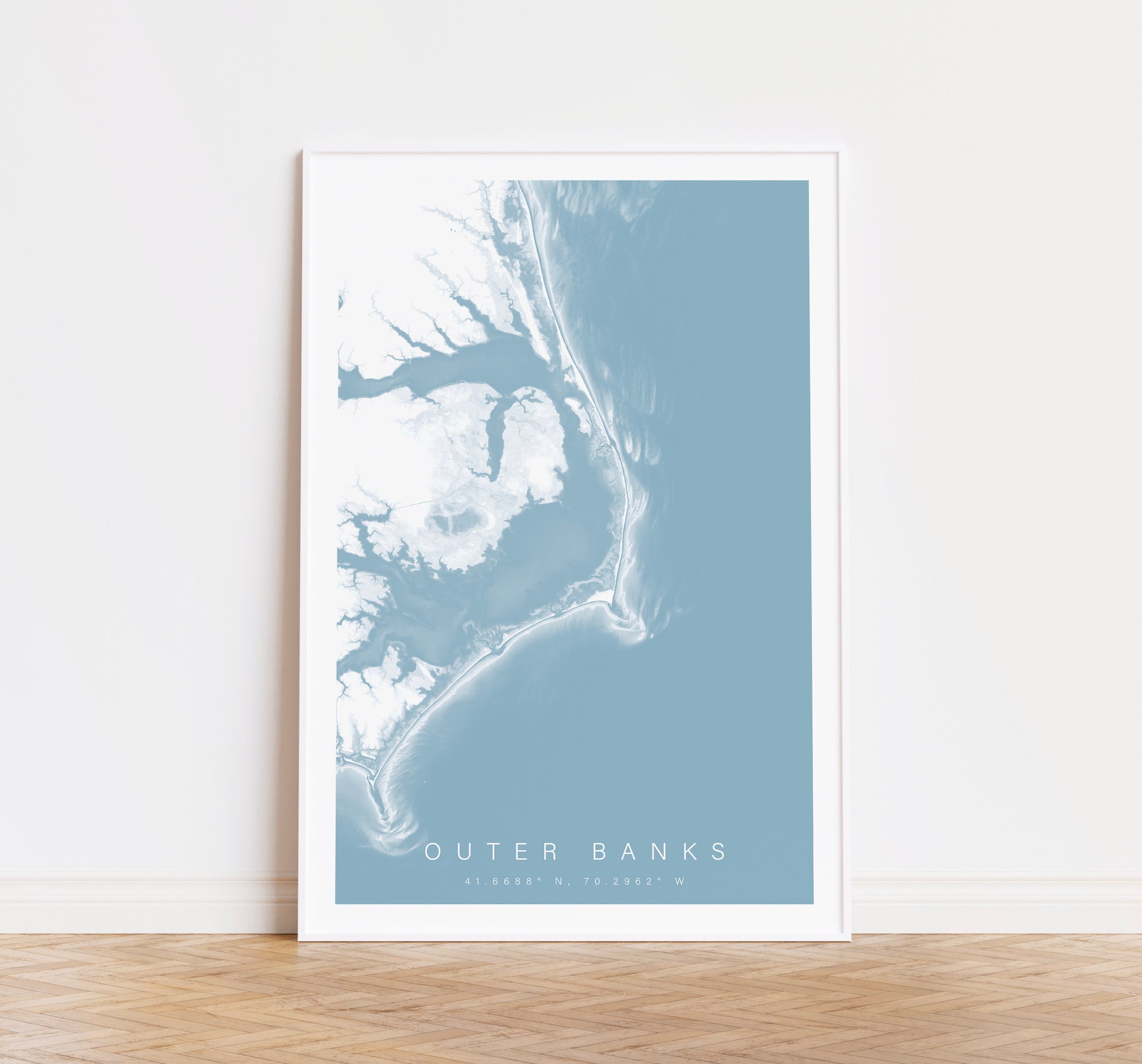 Outer Banks Map Print, Outer Banks Poster, Cape Hatteras Map Print ...