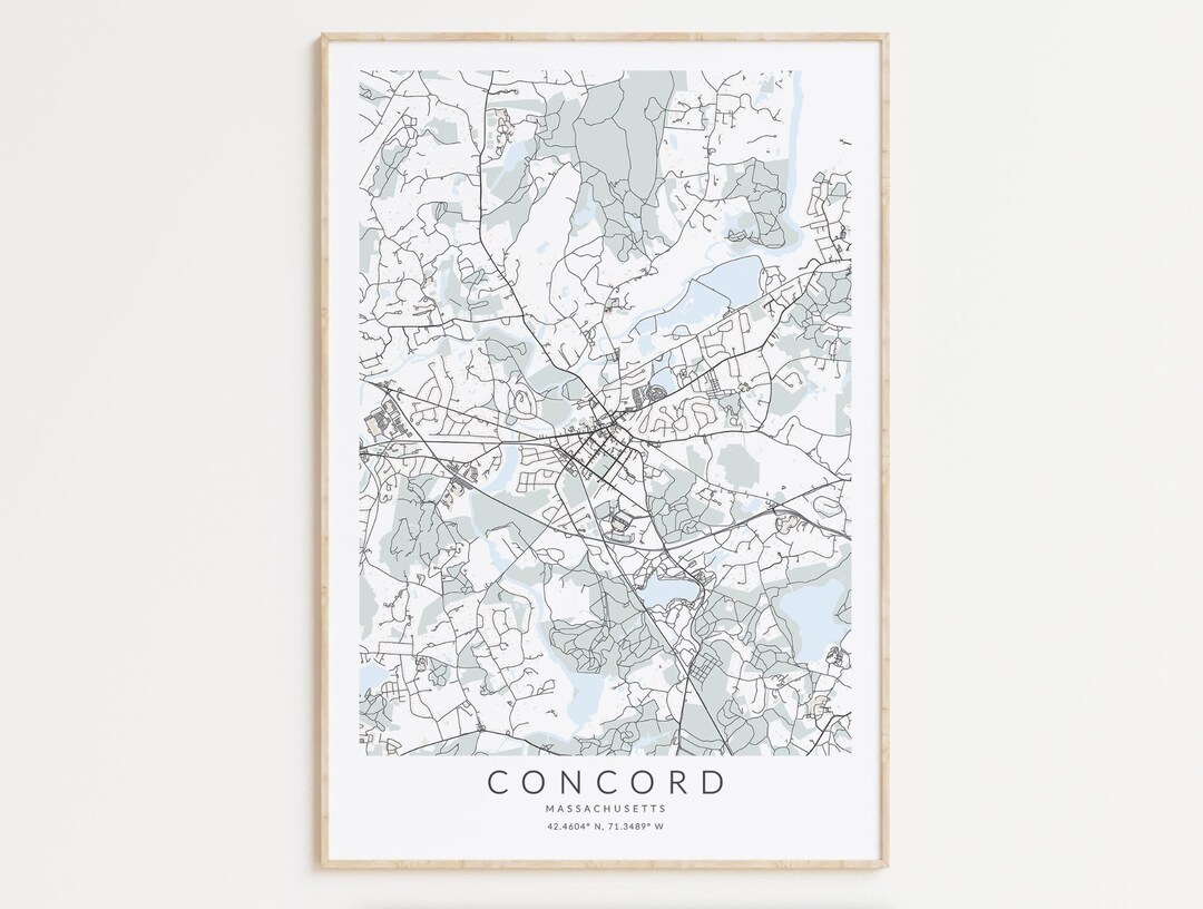 Concord Massachusetts Map Print, Boston Map Print, Boston Poster ...