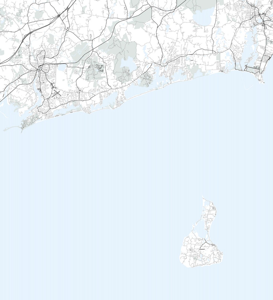 Block Island Sound Map Print, Rhode Island Poster, Block Island Map ...