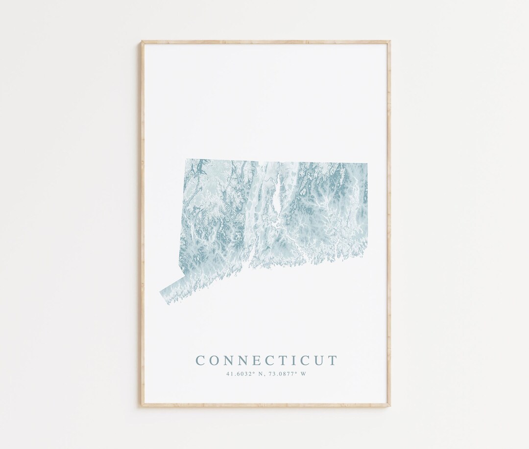Connecticut Map Print, Connecticut Poster, Map of Connecticut ...