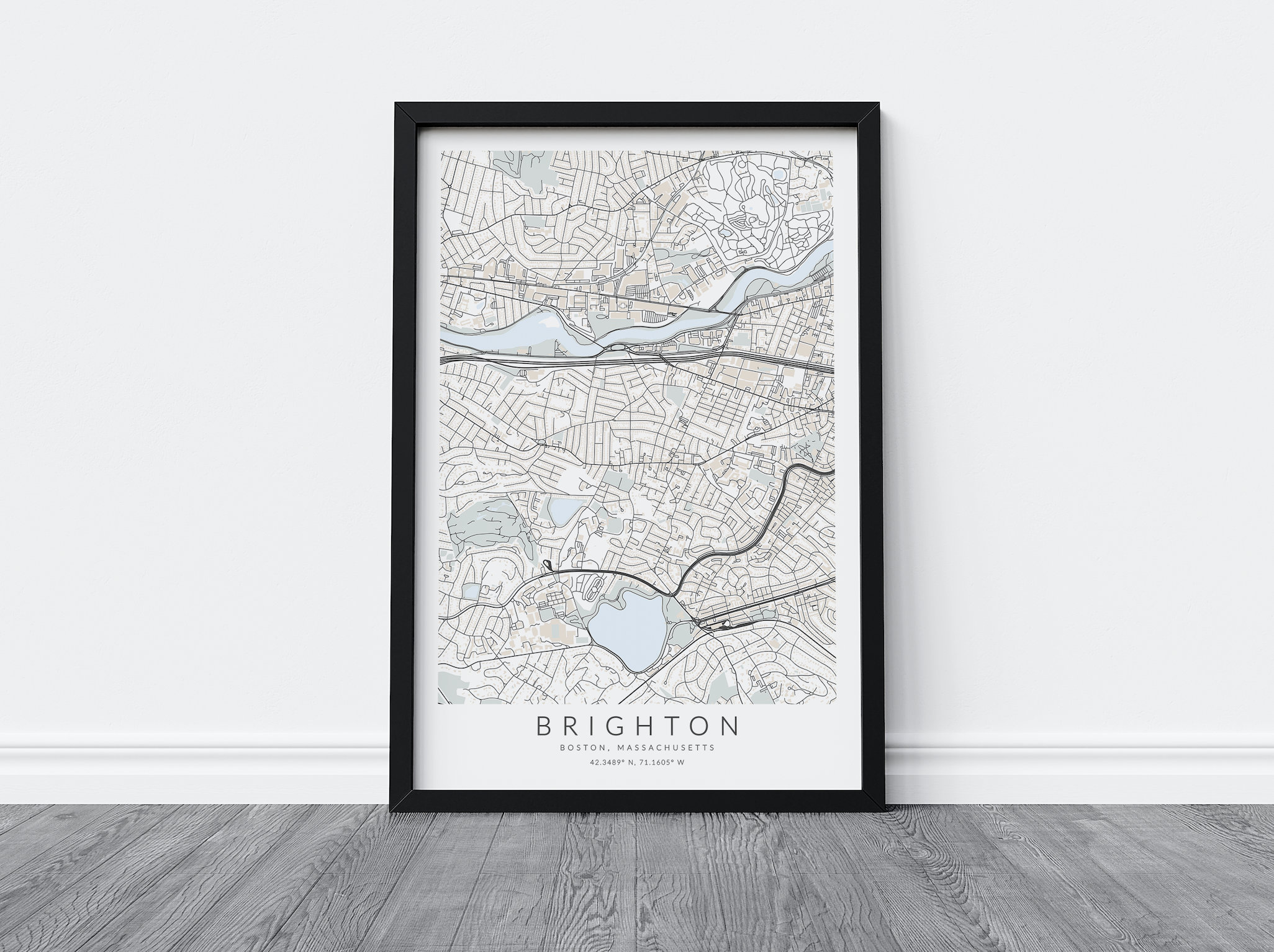 Brighton Massachusetts Map Print, Map of Brighton, Boston Neighborhoods ...