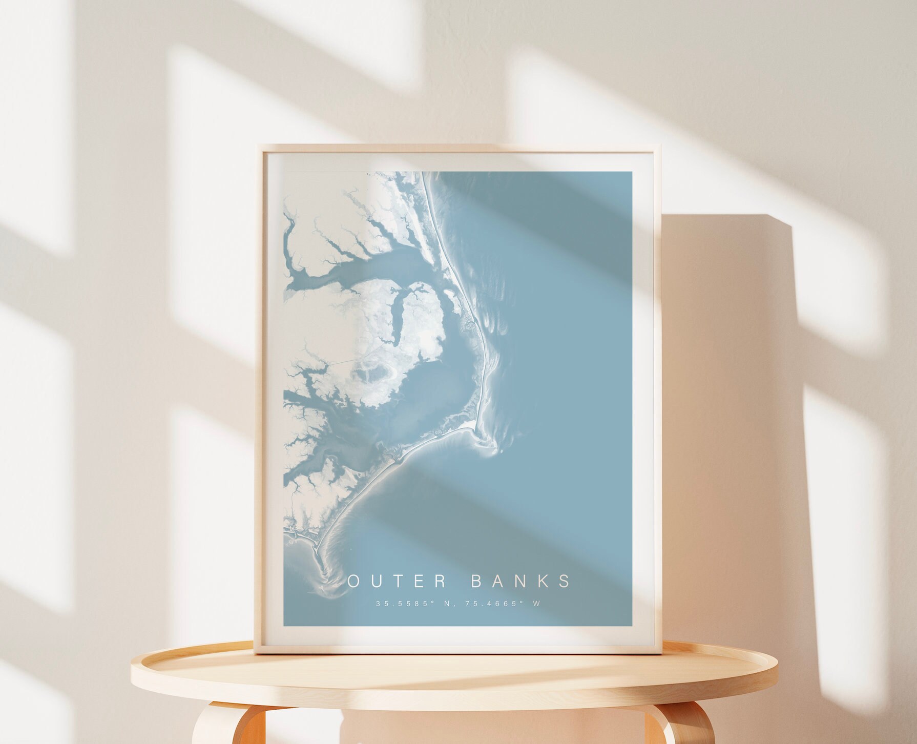 Outer Banks Map Print, Outer Banks Poster, Cape Hatteras Map Print ...