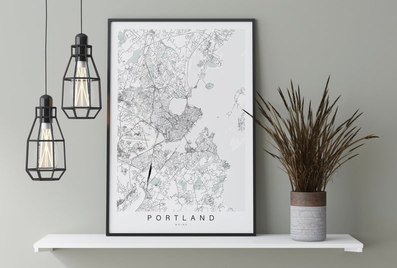 Portland Maine Map Print, Map of Portland, Maine Wall Art, Portland Map ...
