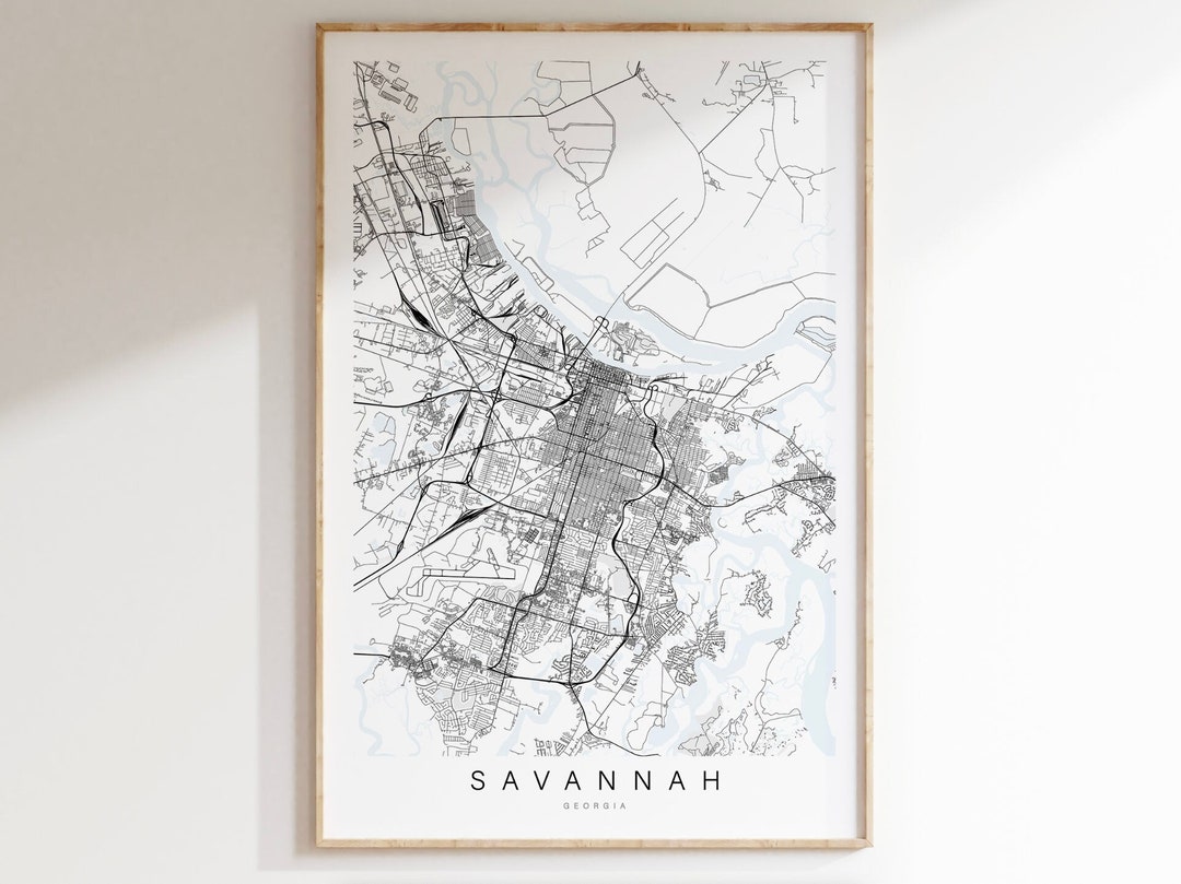 Savannah Georgia Map Print, Georgia Map, Savannah City Map, Georgia Map ...