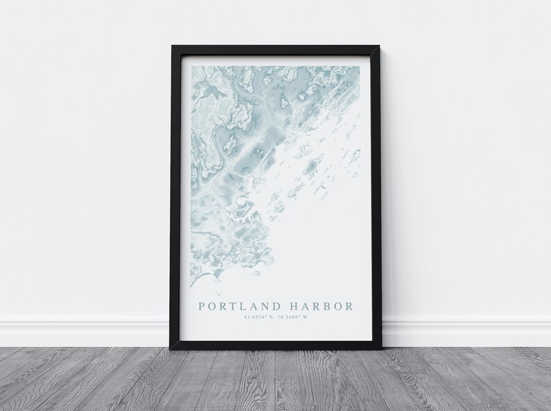 Portland Harbor Maine Map Print, Portland Map Poster, Portland Maine ...