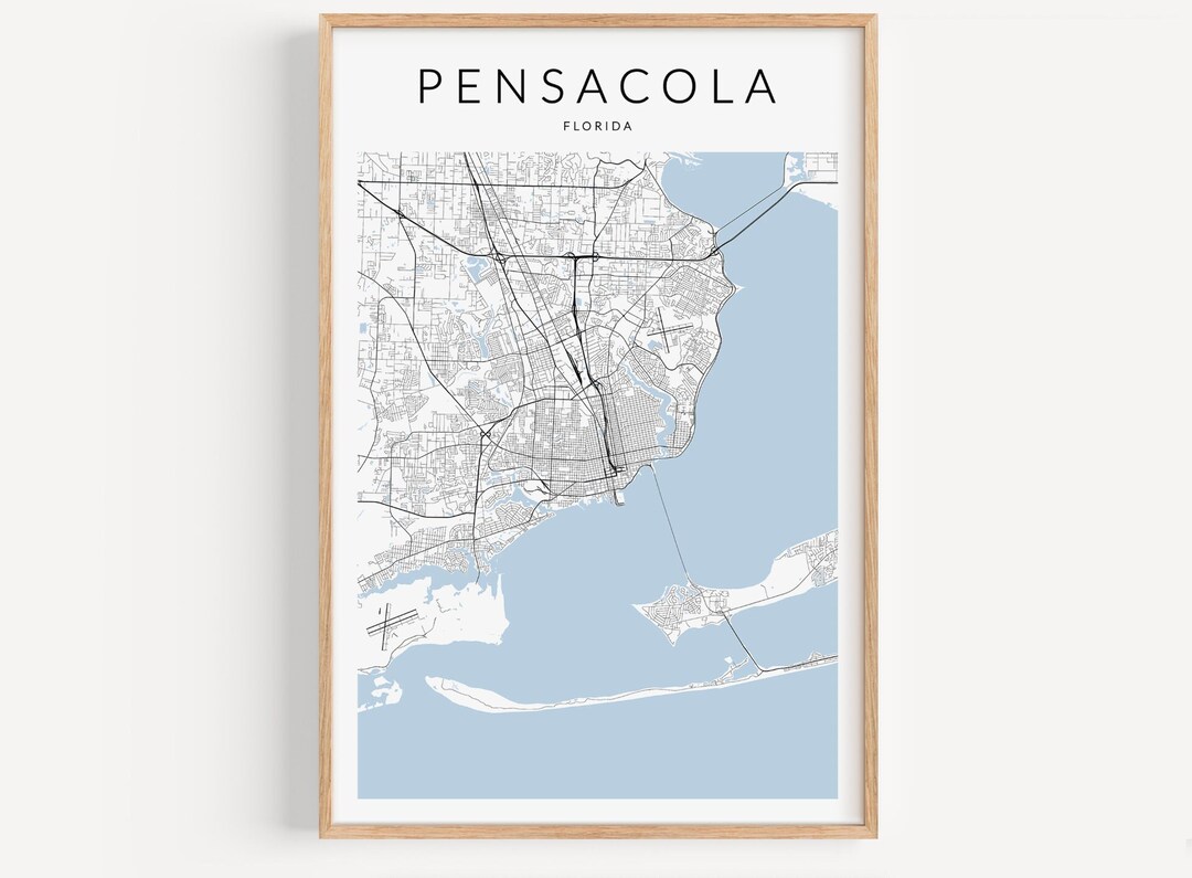 Pensacola Florida Map Print, Pensacola Poster, Pensacola Gift ...