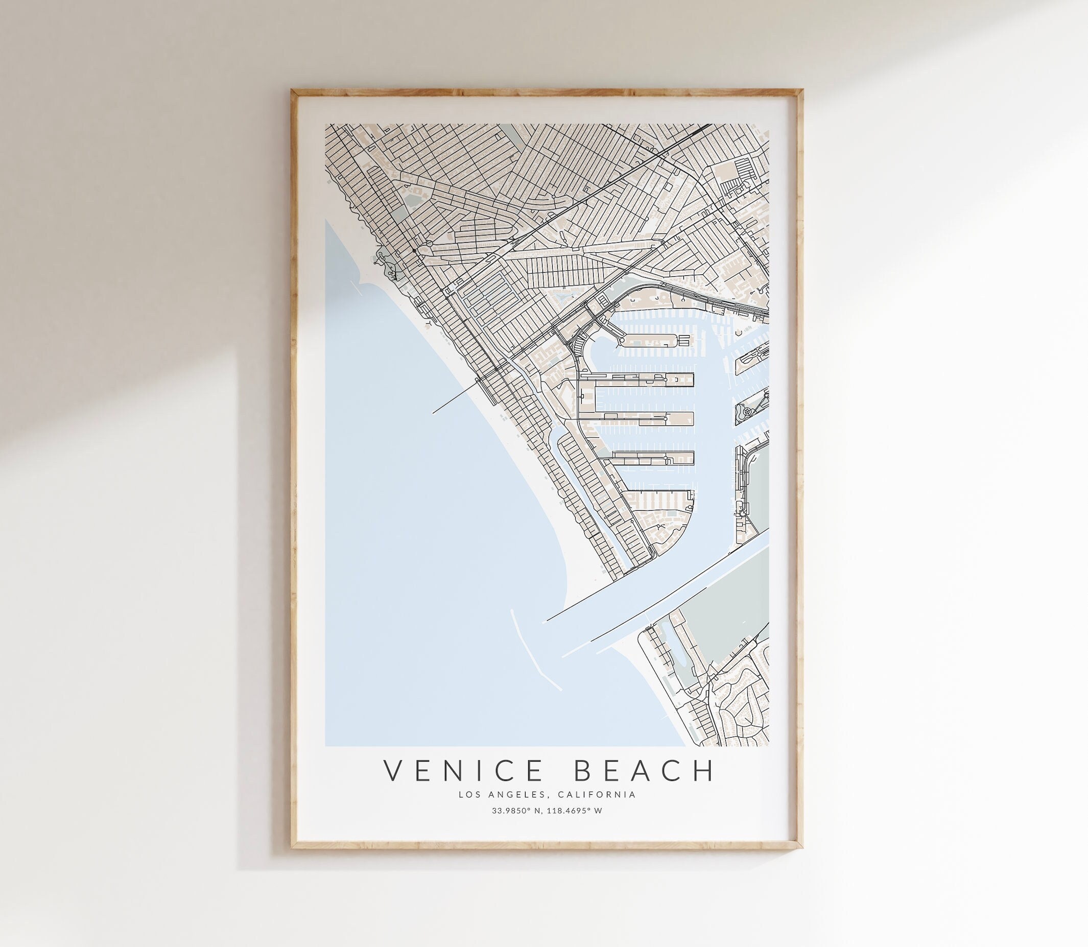 Venice Beach Map Print, Venice Beach California Poster, Los Angeles Poster, California Map Print ...