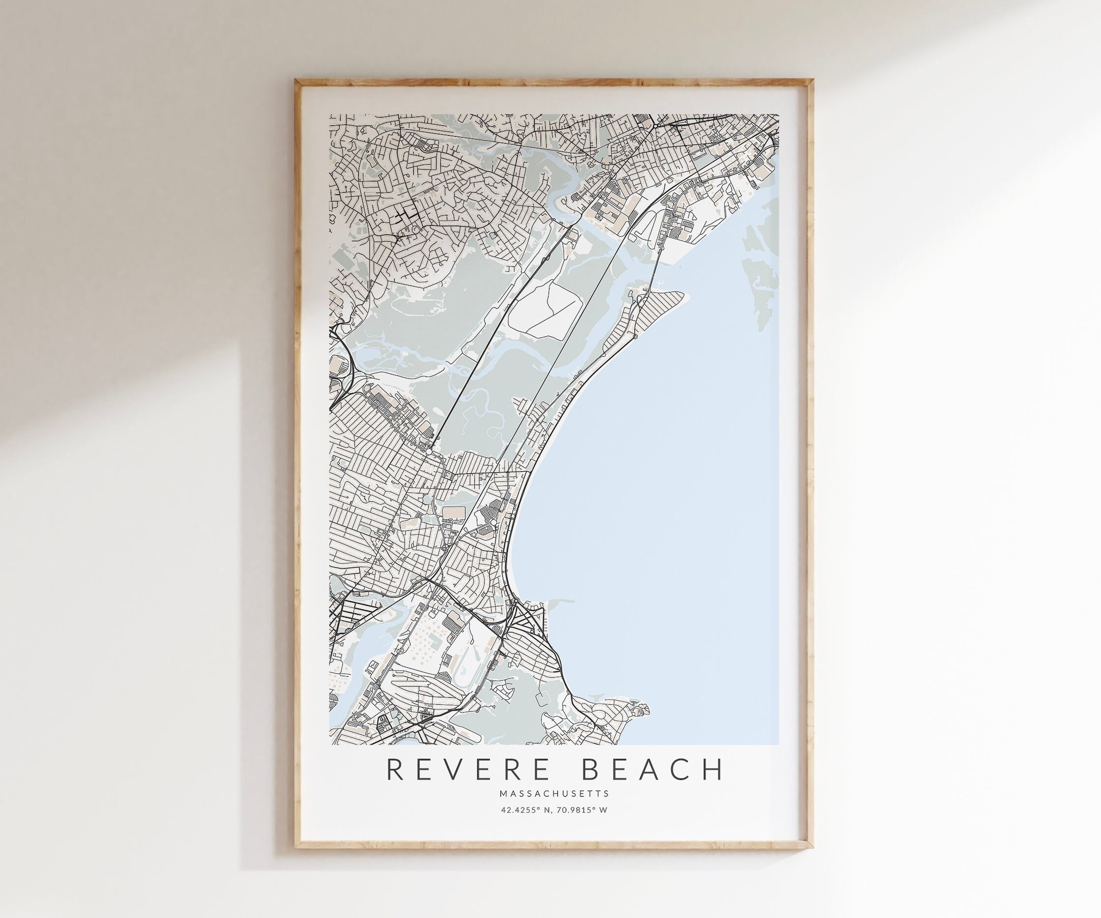 Revere Beach Map Print, Revere Beach Poster, Revere Massachusetts ...