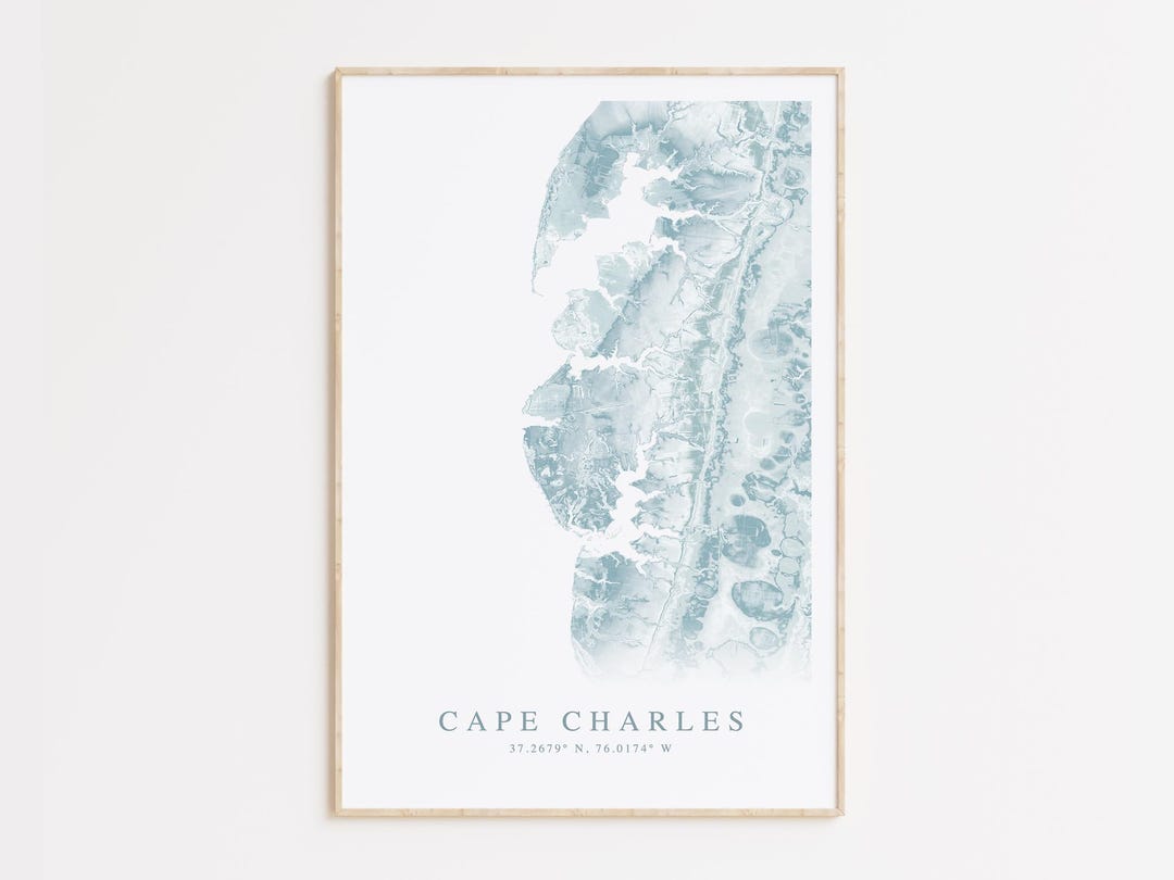 Cape Charles Virginia Map Print, Map of Chesapeake Bay, Cape Charles ...