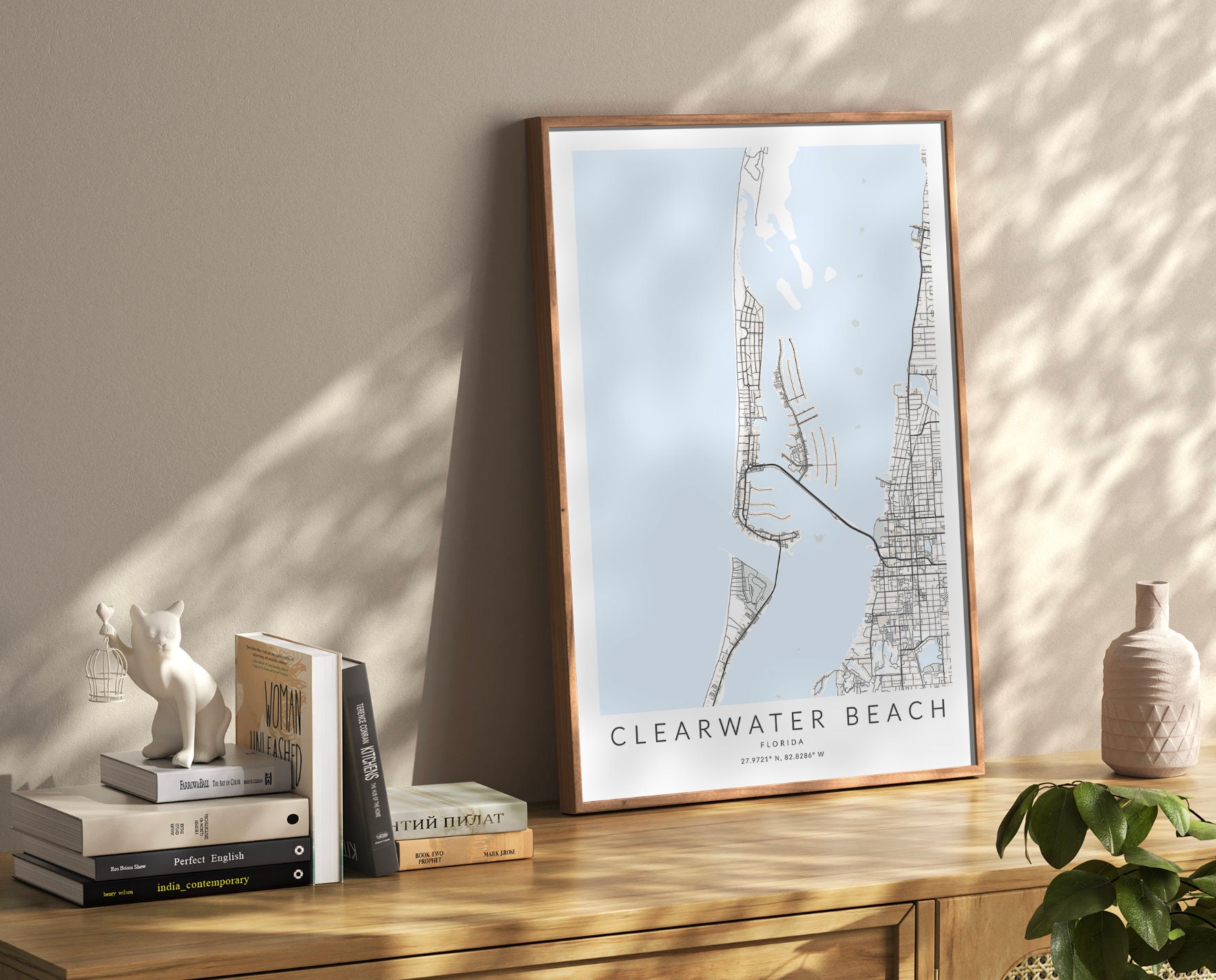 Clearwater Beach Map Print, Clearwater Beach Poster, Florida Art ...