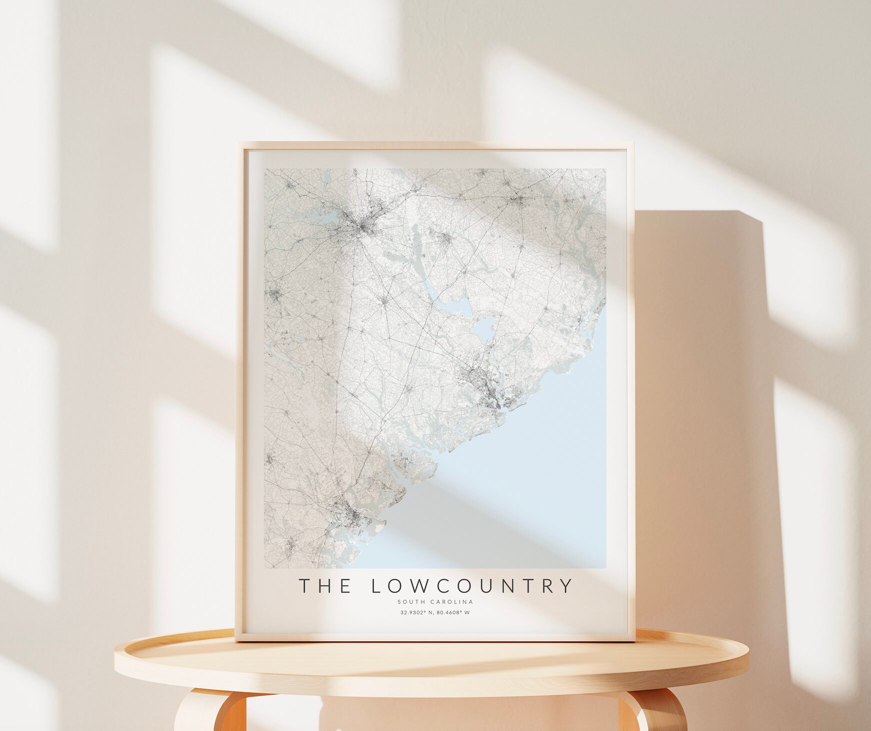 The Lowcountry South Carolina Map Print, Charleston Map Art, Hilton ...