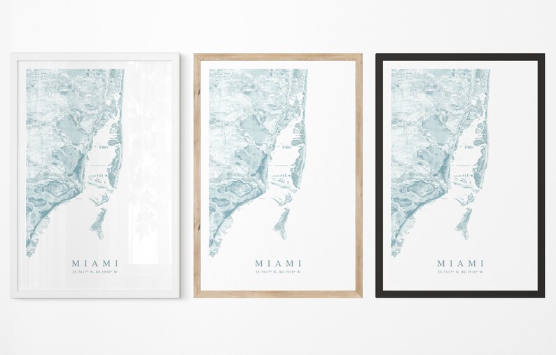 Miami Map Print, Miami Map Poster, Miami Florida Map Poster, Beach ...