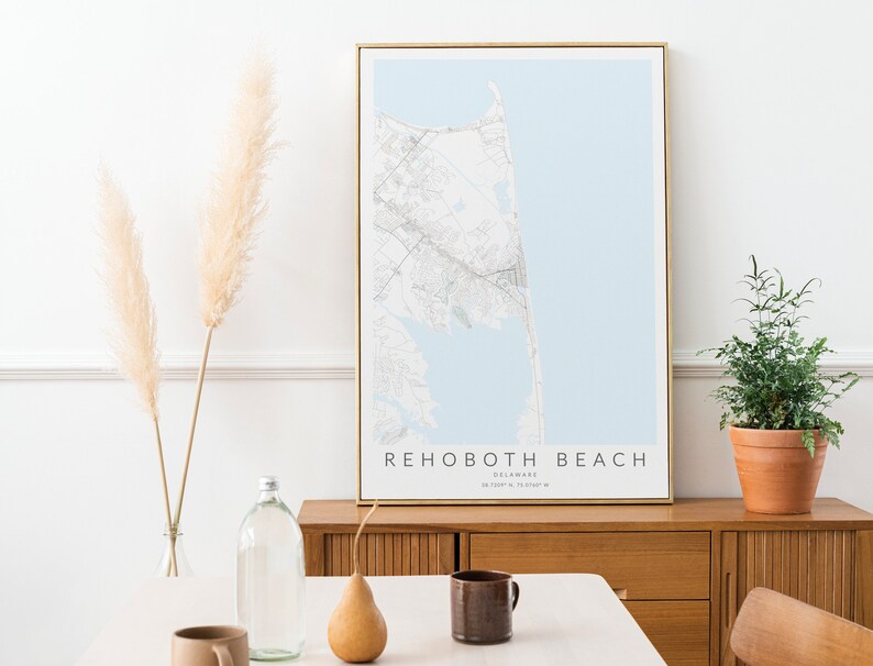 Rehoboth Beach Map Print, Delaware Map Print, Rehoboth Beach Poster ...