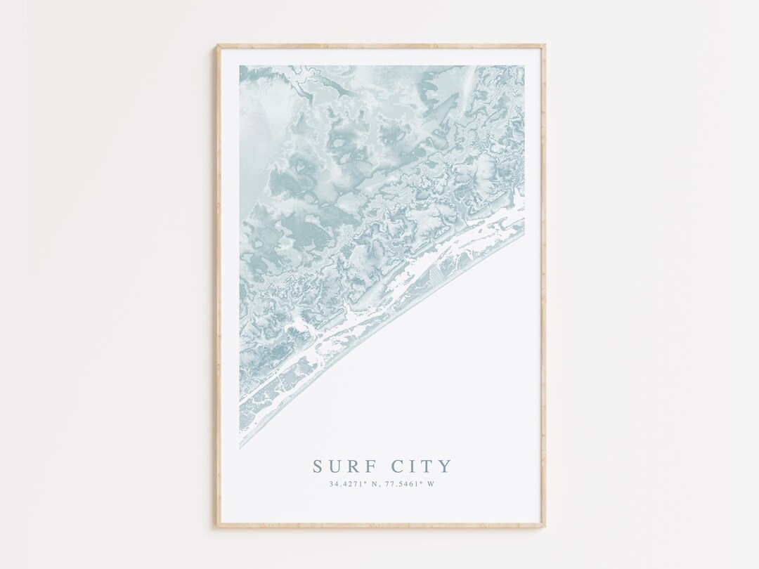 Surf City North Carolina Map Print, Map of Surf City NC, Surf City Gift ...