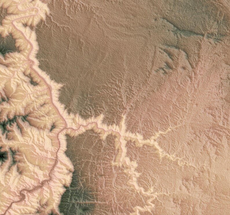 Grand Canyon Map Print Grand Canyon Topographic Map Satellite Imagery ...