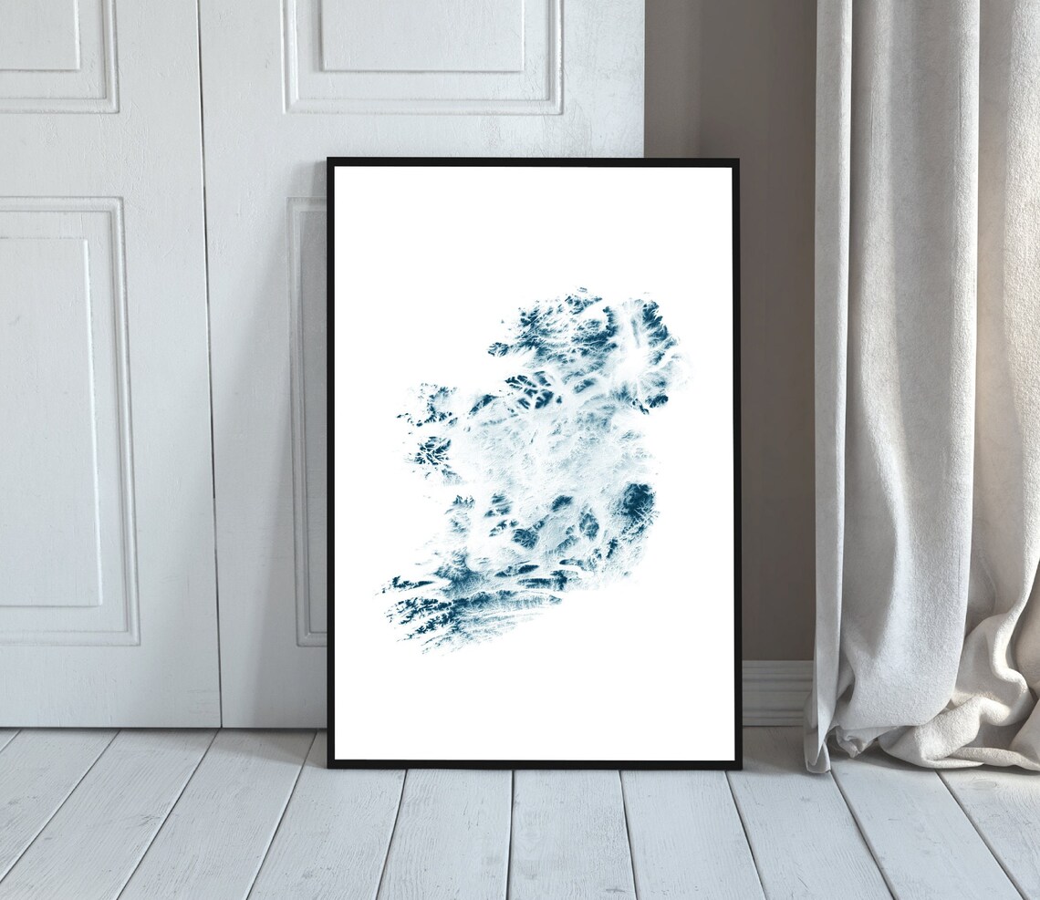 Ireland Map Print Blue Ireland Poster Ireland Gift Dublin Topographic ...