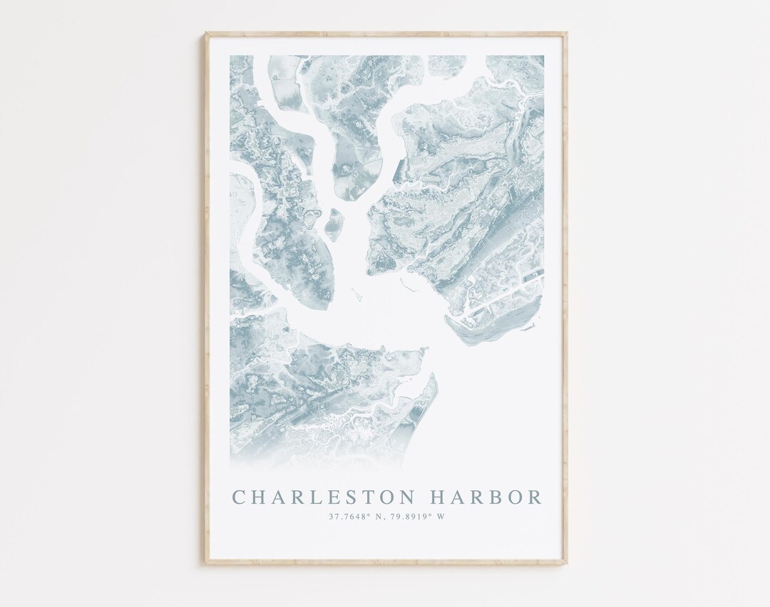 Charleston Harbor Map Print, Map of Charleston South Carolina ...