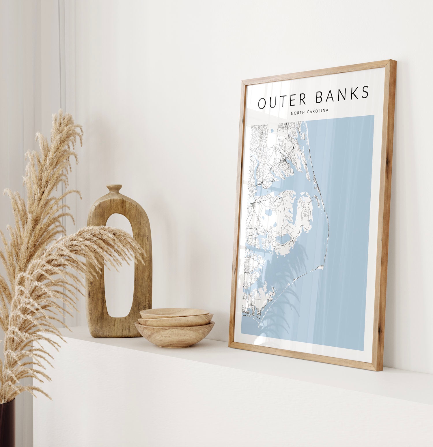 Outer Banks Map Print, North Carolina Map Print, Outer Banks North ...